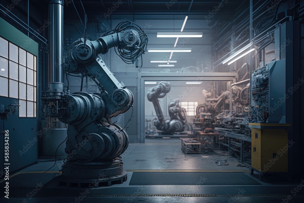 Modern factory using artificial intelligence robots and innovative ...