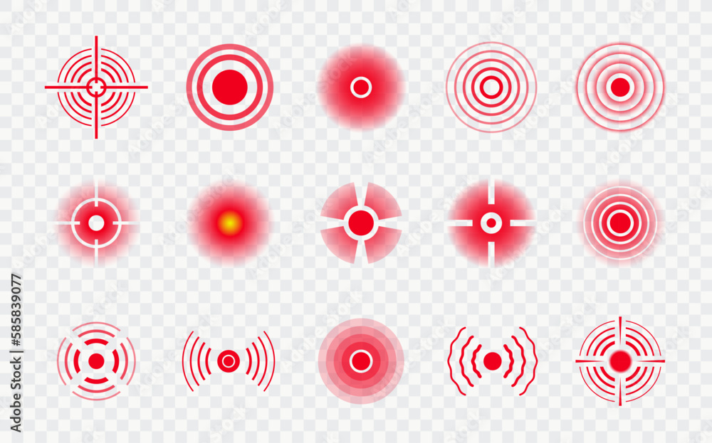 Pain points. Vector sick places localization marks isolated vector ...