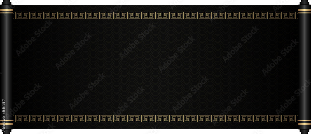 Chinese traditional retro vintage 3D luxury black paper scroll reel ...