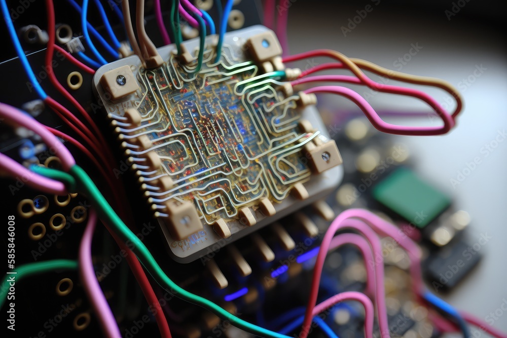 close-up of wires and circuits in human brain, showing the complex ...