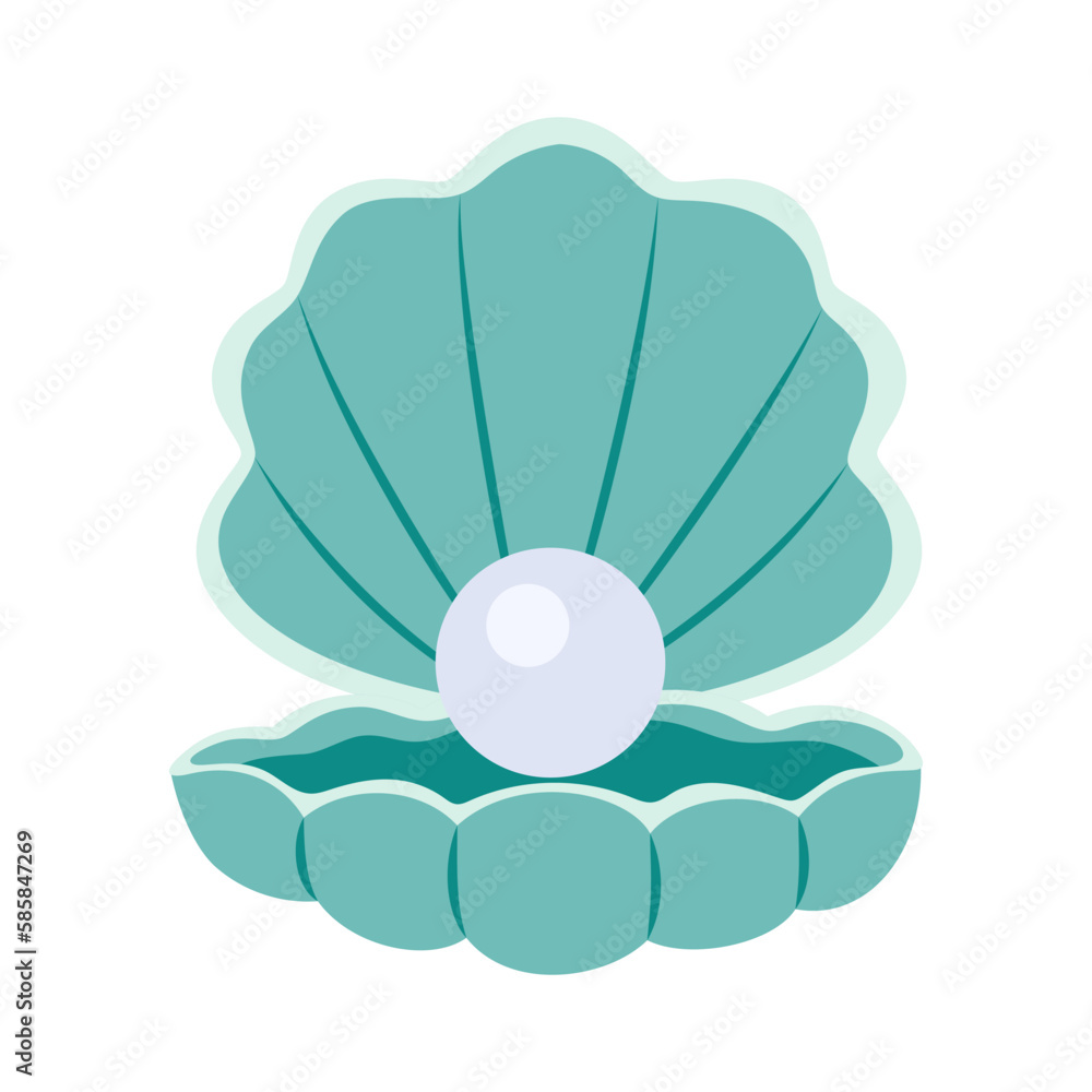 cartoon vector illustration of shell with pearl Stock Vector | Adobe Stock