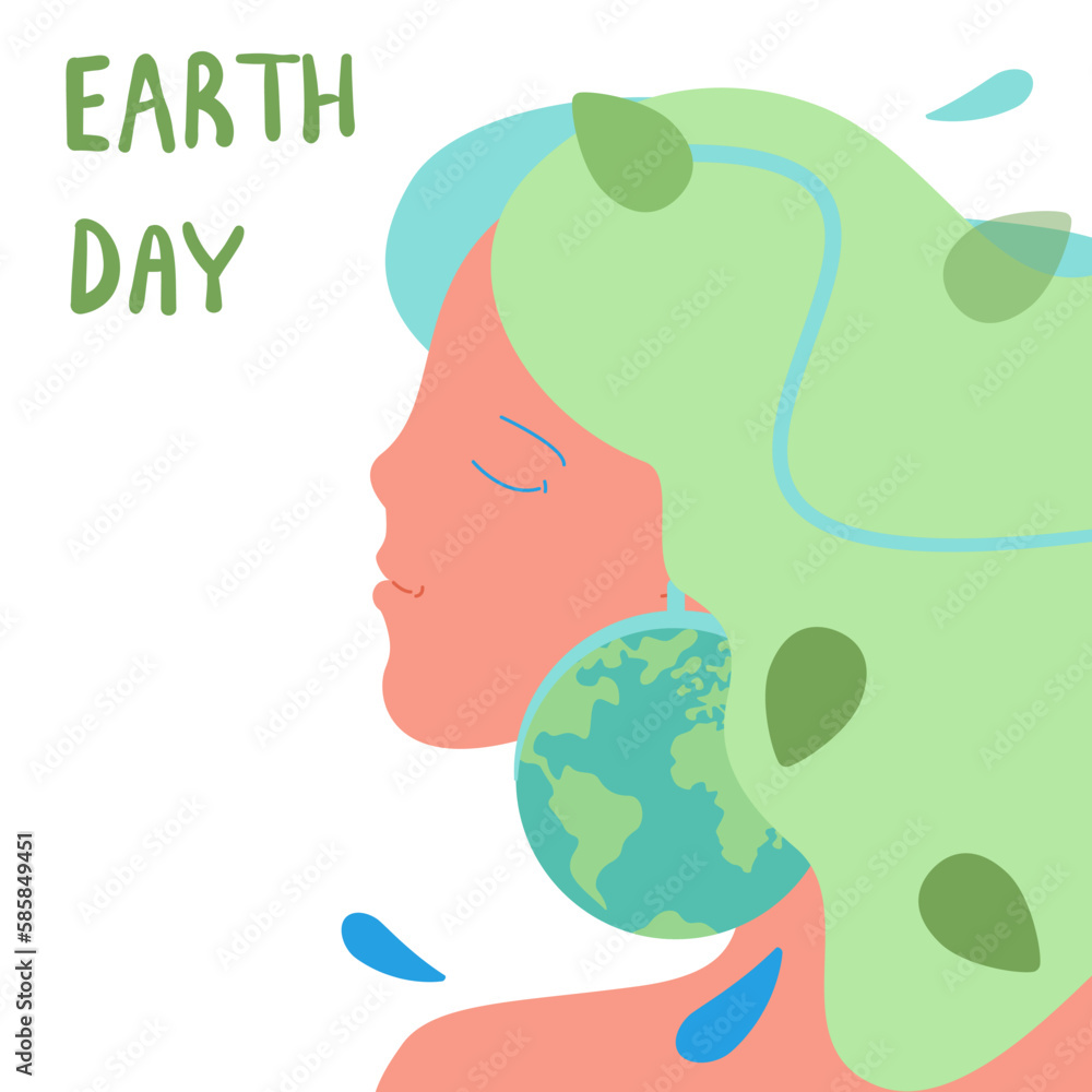 Image of Mother Earth. Square template for Earth Day. Caring for ...