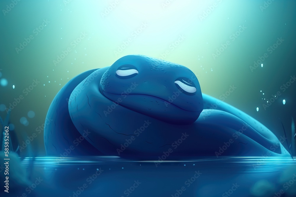 a cartoon character is floating in the water with his eyes closed and ...