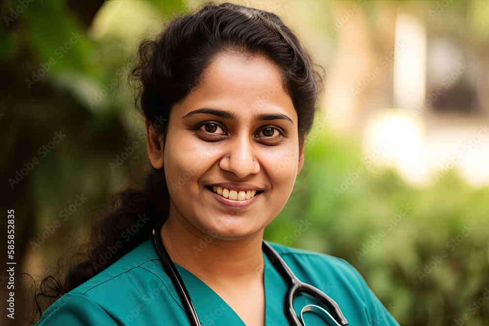 Indian female nurse smiling at the camera, candid photo, Generative AI ...
