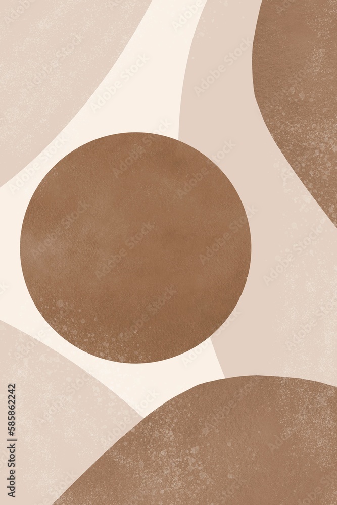 Brown abstract art background. Brown shapes with watercolour texture on ...