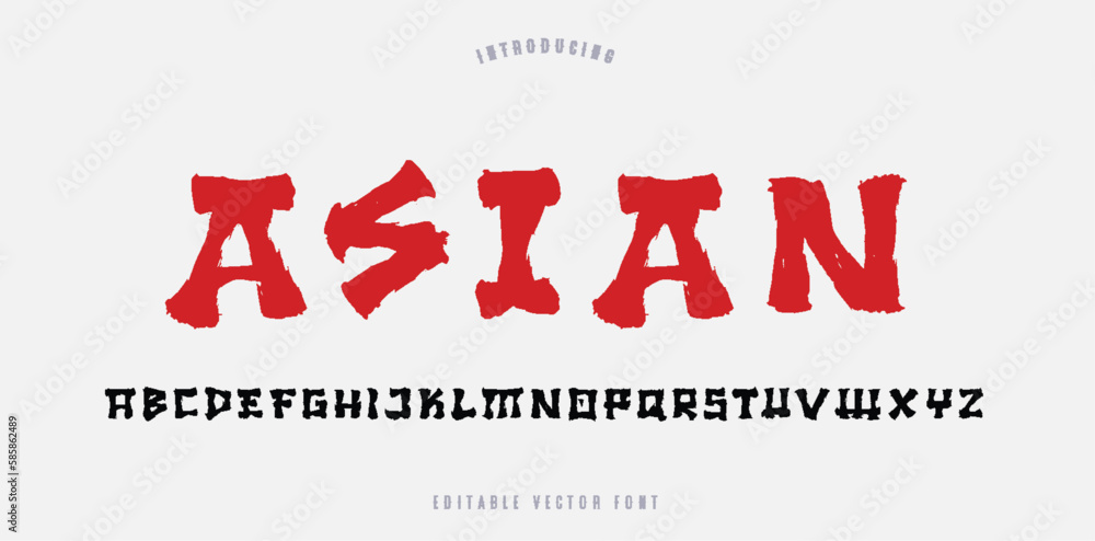 Japanese and Chinese modern style Asian alphabet font typeface ...