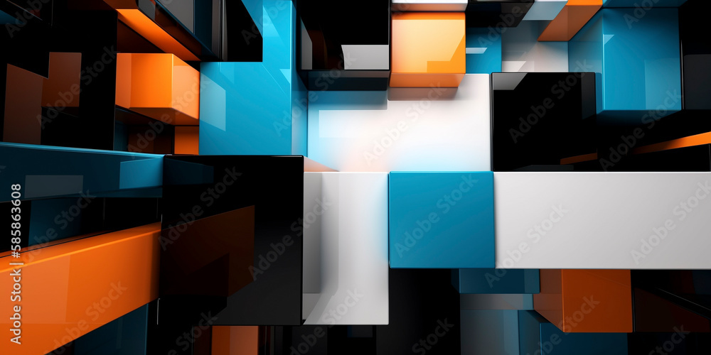 Abstract blue and orange background with squares - Generative Ai Stock ...