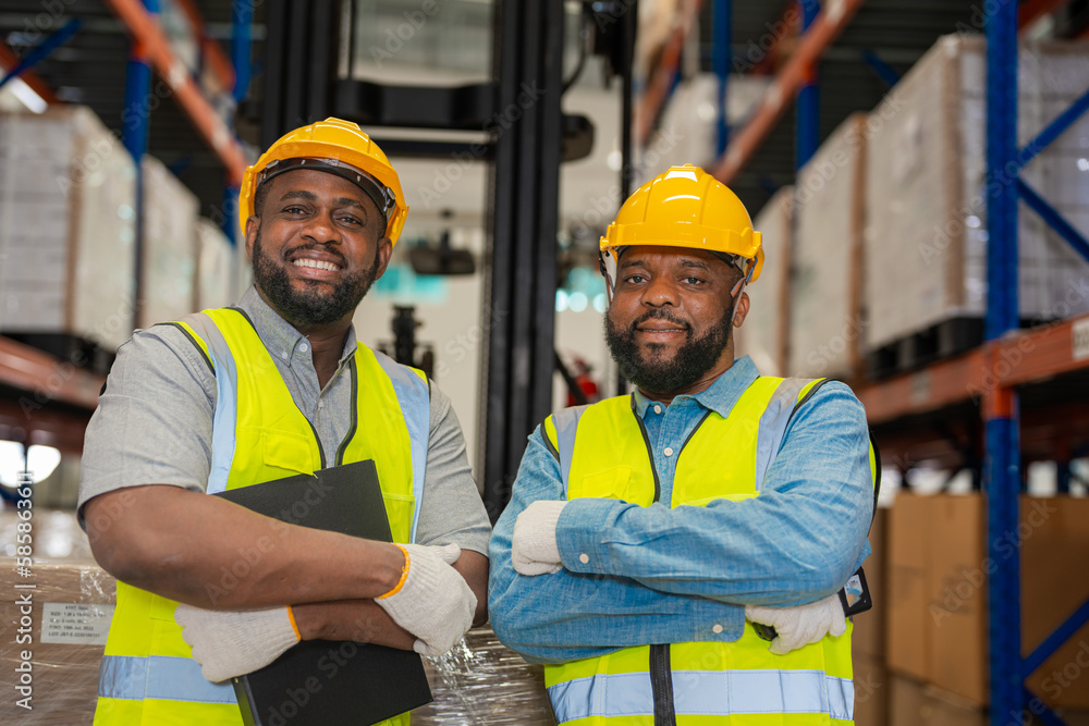 African men worker wearing working suite dress and safety helmet at ...