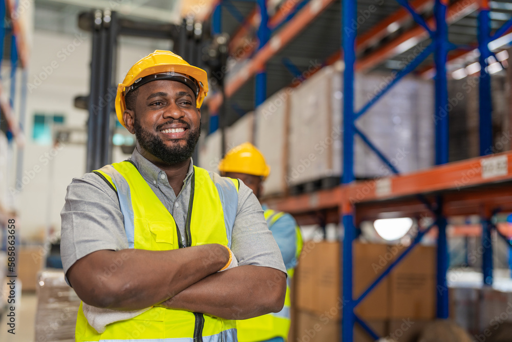 Foto de African men worker wearing working suite dress and safety ...