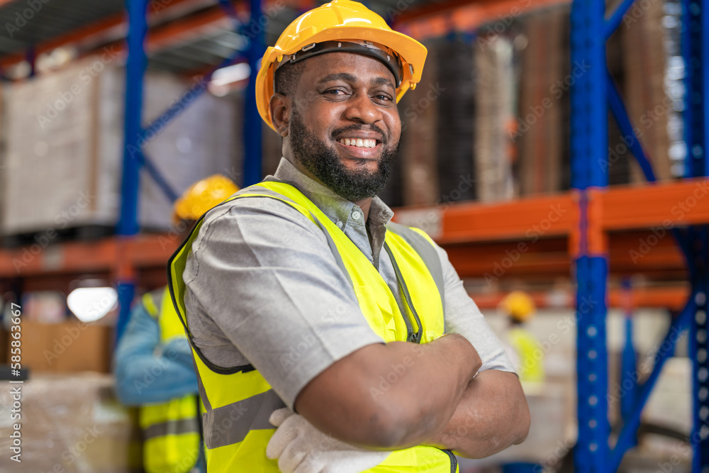 African men worker wearing working suite dress and safety helmet at ...