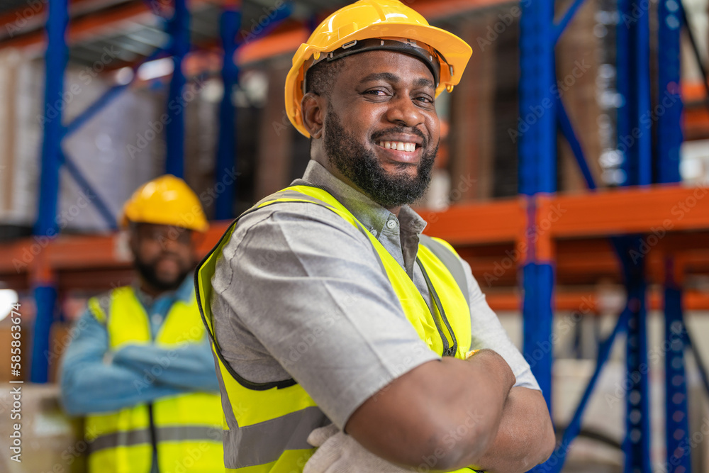 African men worker wearing working suite dress and safety helmet at ...