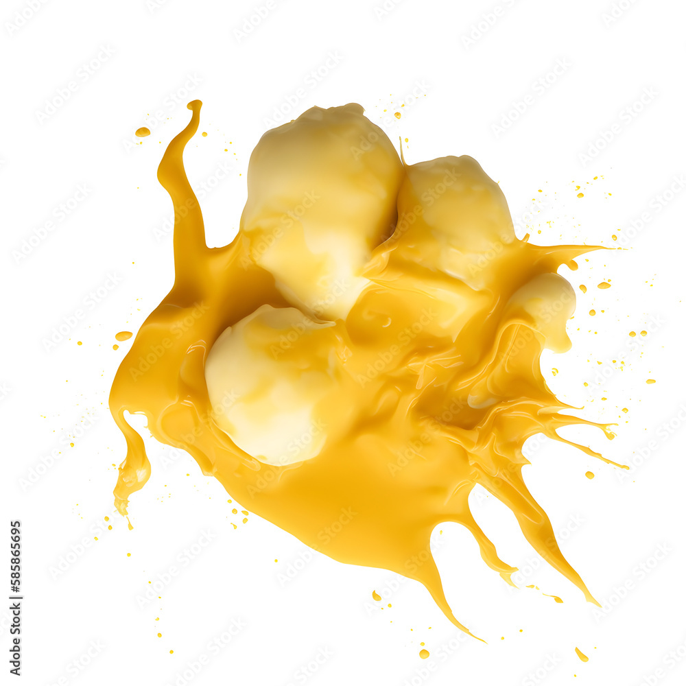 Illustration of melted and splashed cheese or butter cream element ...