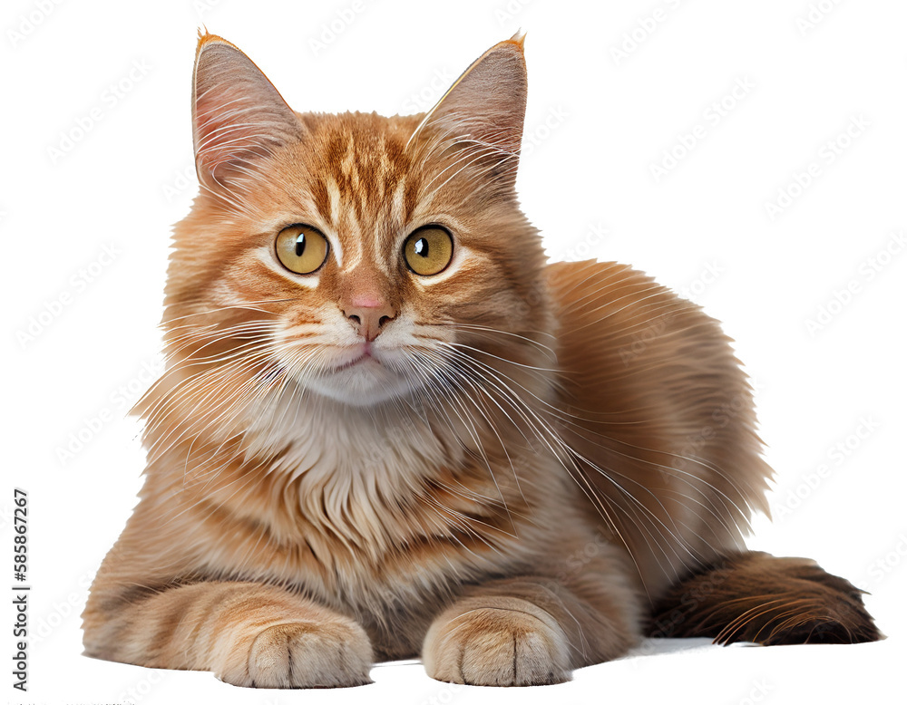 cute long haired cat on a transparent background For decorating ...