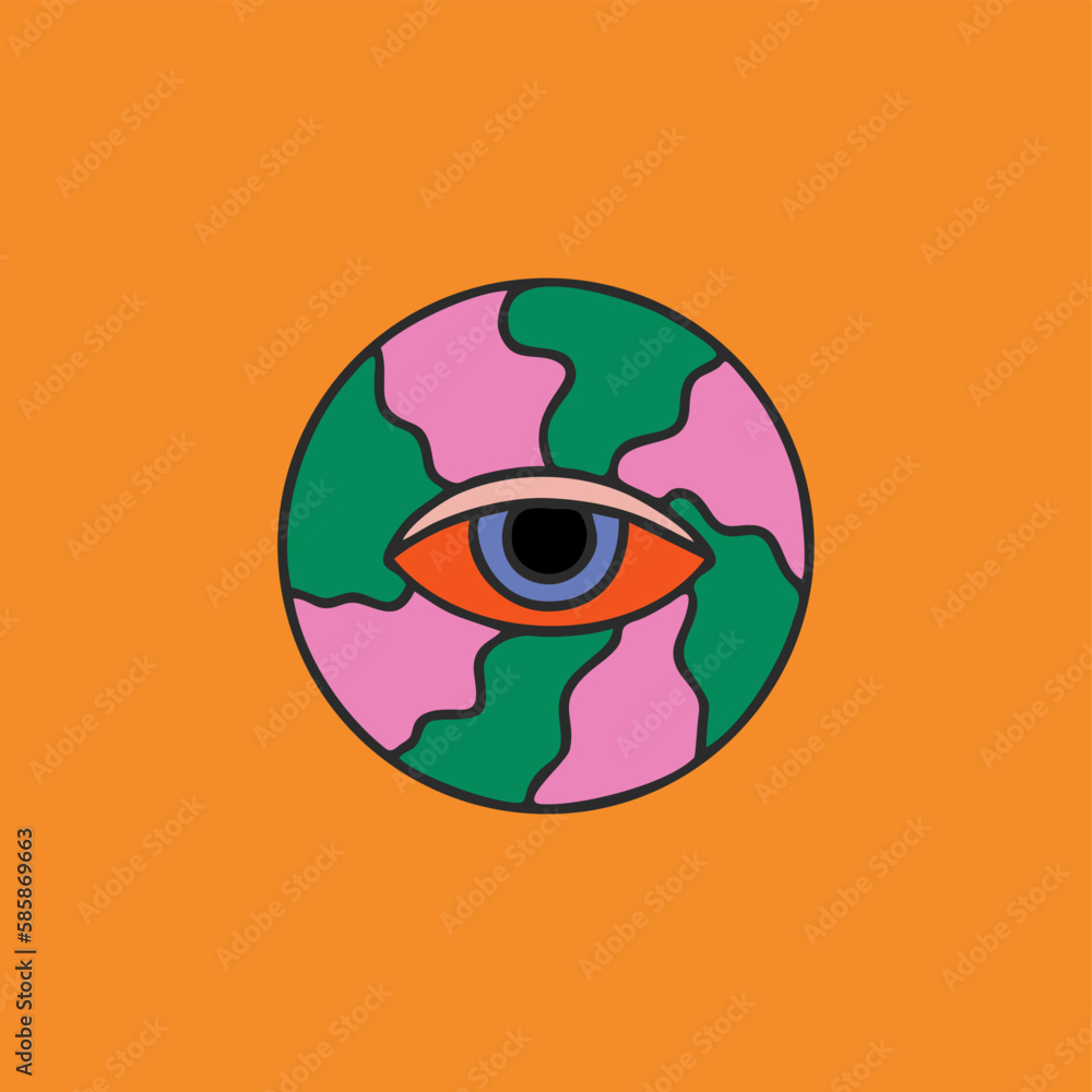 One eyed sun. The circle of the phase of the eye is one. Psychedelic ...