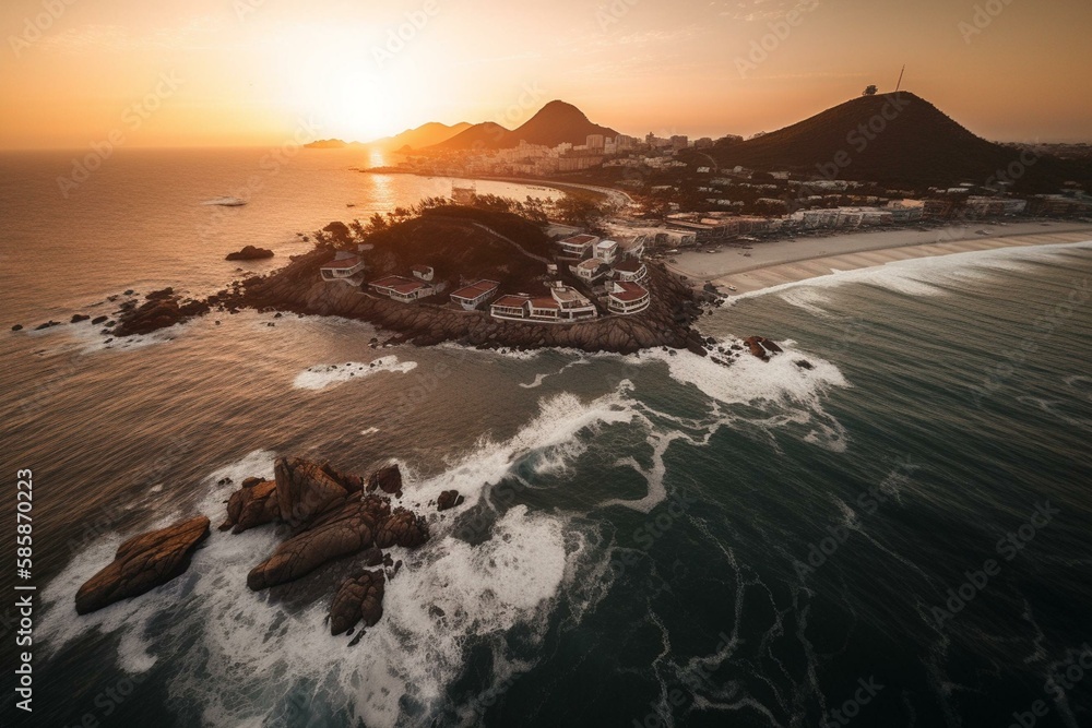 Vista panorámica aérea con drone de las tres islas de Mazatlán al ...