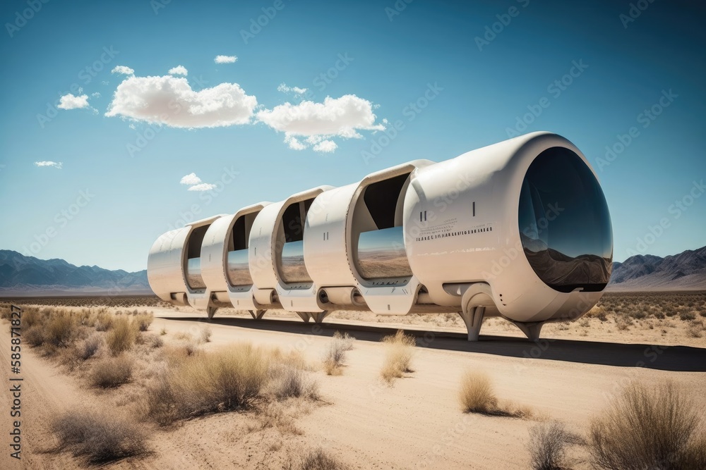 a hyperloop system, transporting people in capsules at speeds of over ...