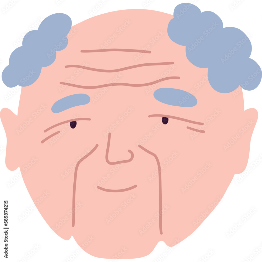Cartoon Old Man Portrait With Grey Hair Stock Vector | Adobe Stock