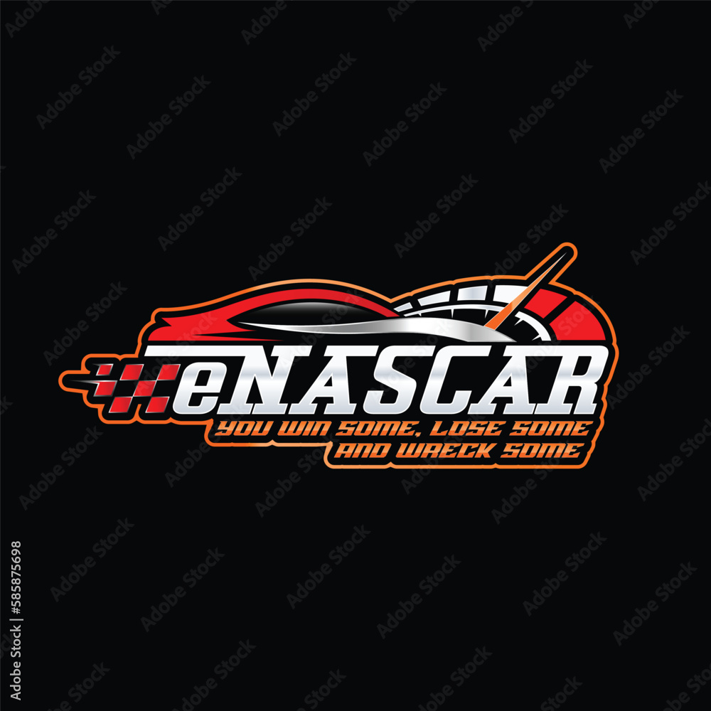 Car racing logo design with car and speedo meter vector , Speed racing ...