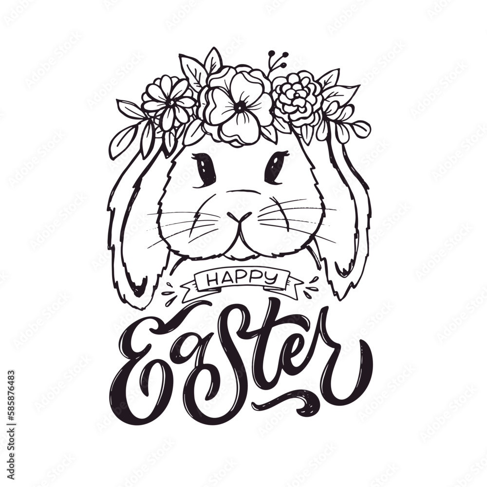 Happy Easter! Lettering about Easter for flyer and print design. Vector ...