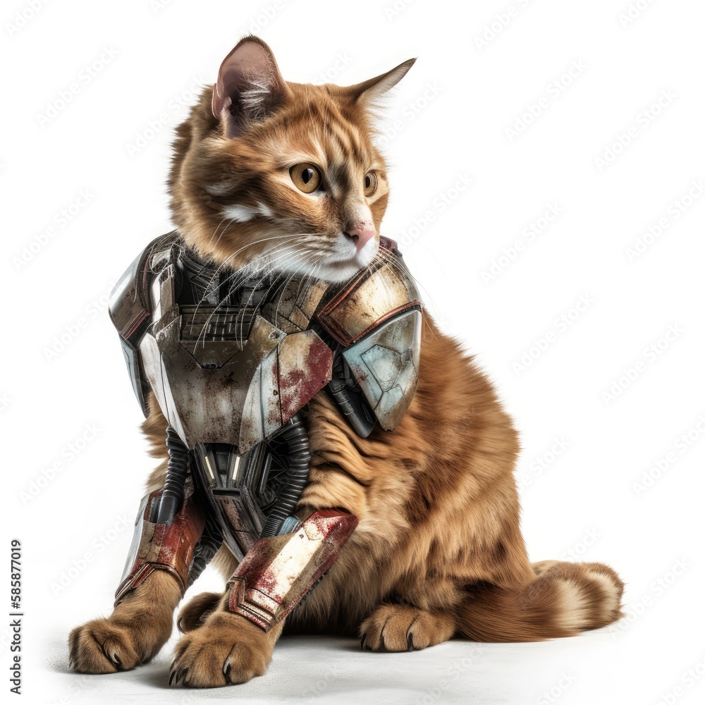 Feline Superhero in Iron Man Mark XLVI Armor - Generative AI Stock ...