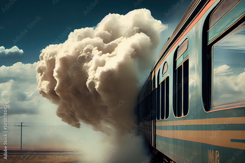 puffs of smoke coming out of a train window, with the speed and motion ...