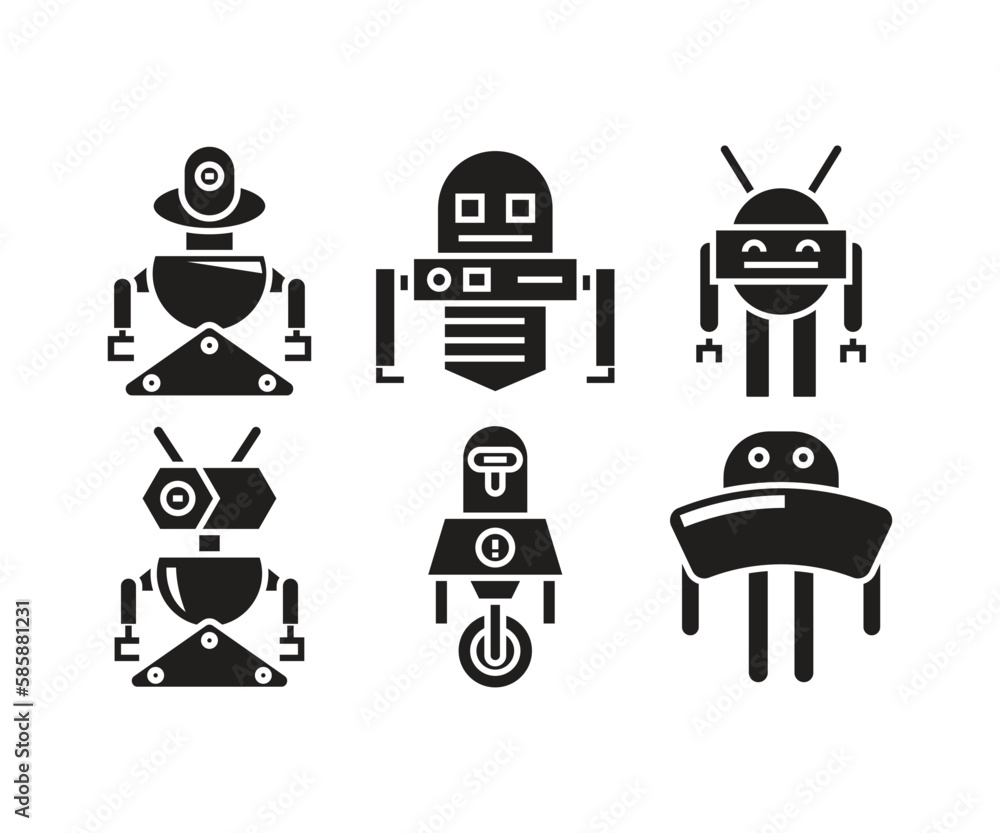 humanoid robot avatar set illustration Stock Vector | Adobe Stock