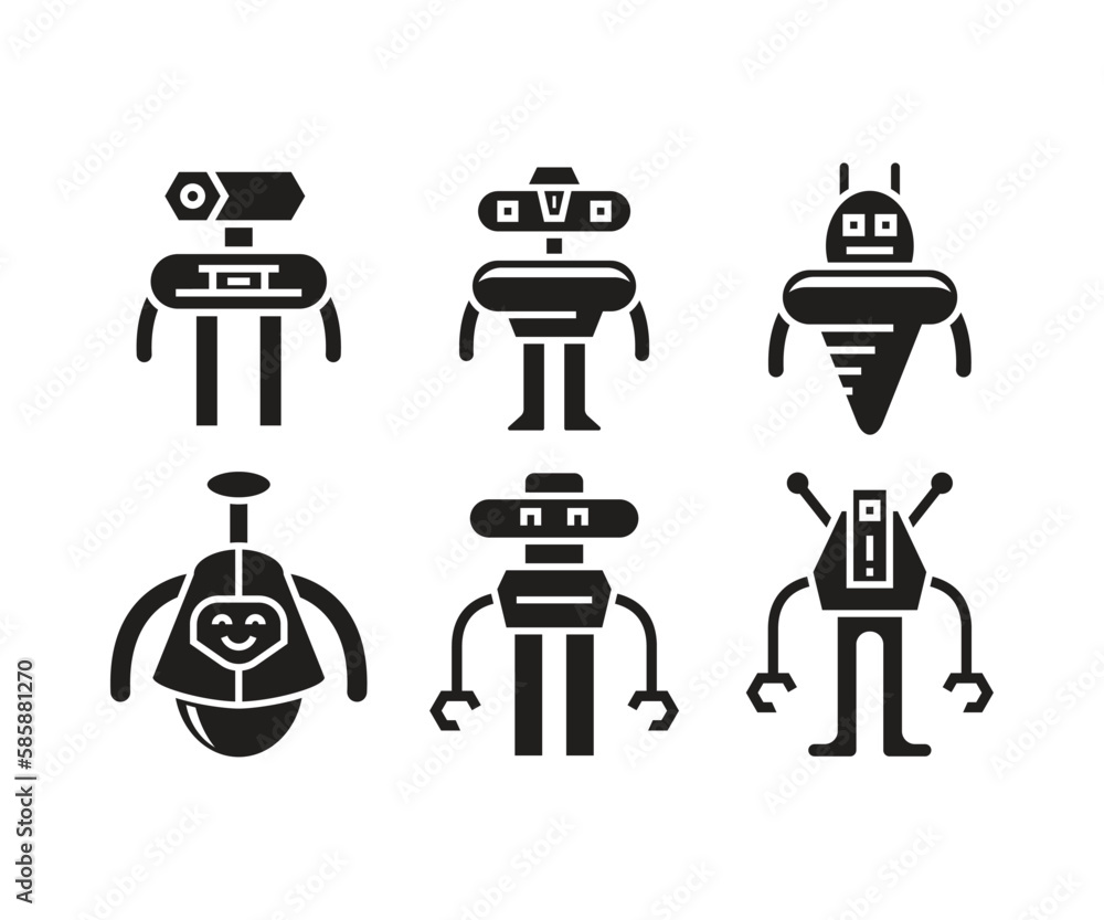 humanoid robot avatar set illustration Stock Vector | Adobe Stock
