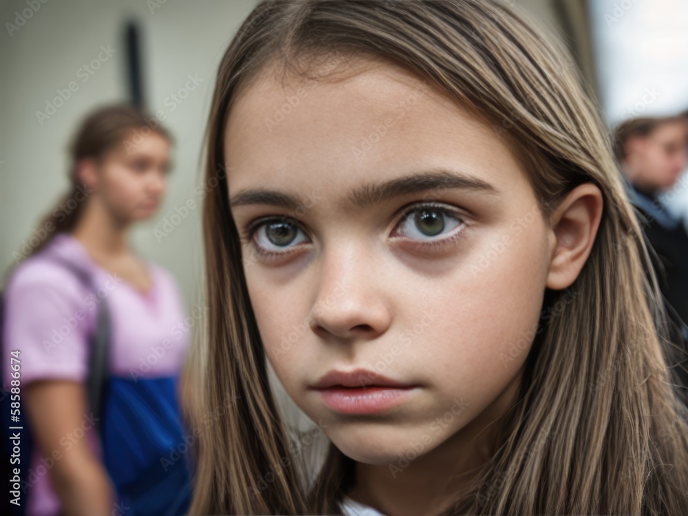 Girl being bullied at the school. Educational school isolation and ...