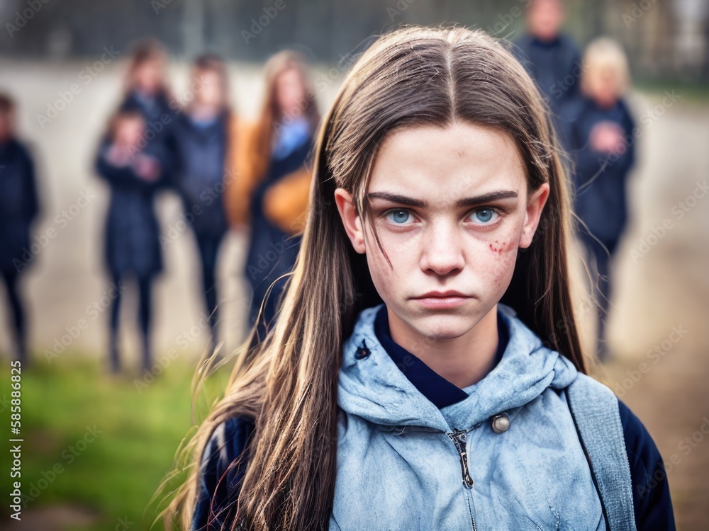 Girl being bullied at the school. Educational school isolation and ...