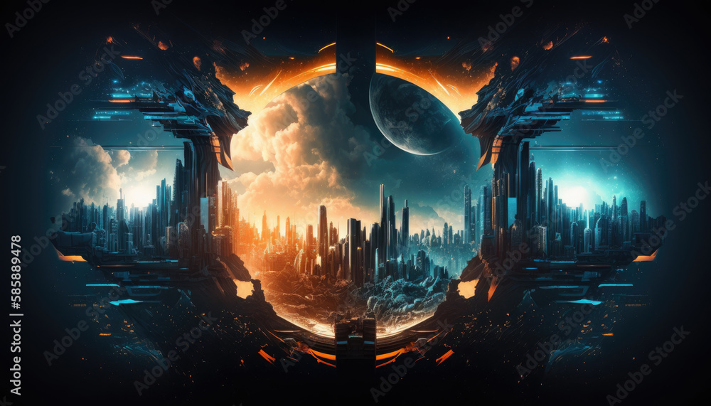 Mega capital city futuristic Sci-fi town background, sci-fi landscape ...