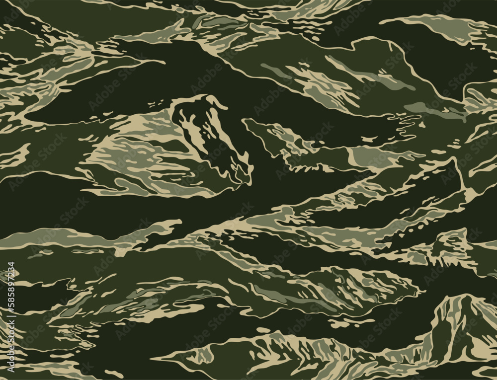 Seamless camouflage pattern, army uniform texture, vector modern green ...