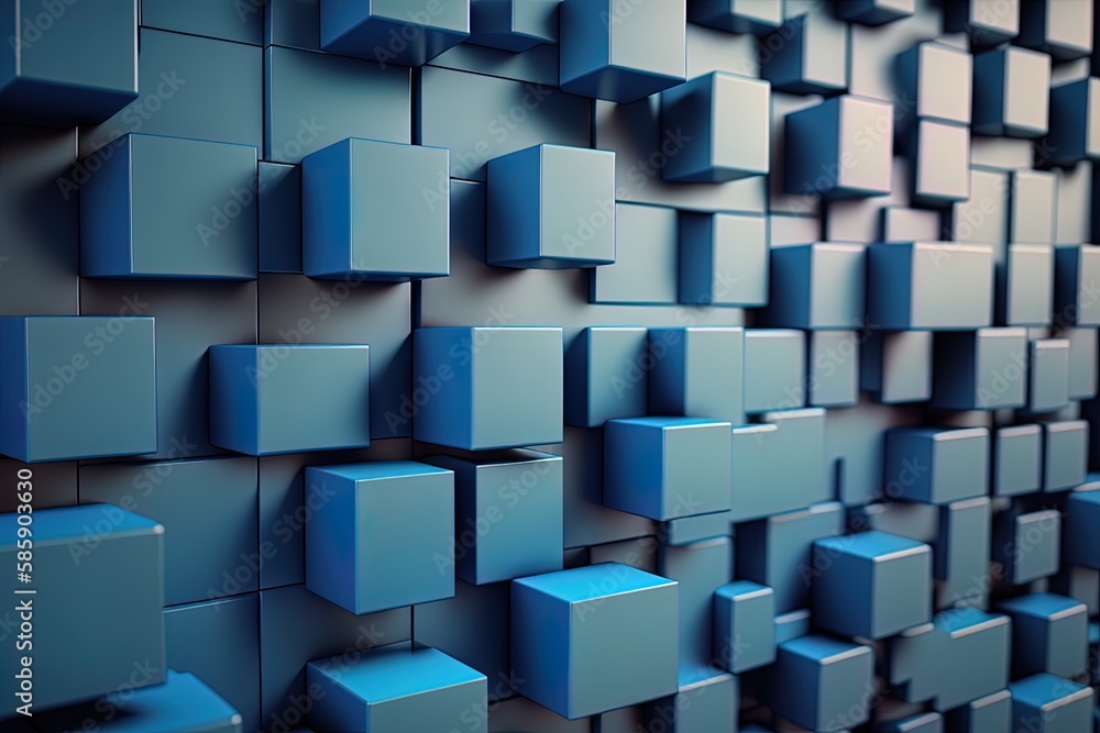 Blue, modern tech wallpaper arranged in a grid that spans many cube ...
