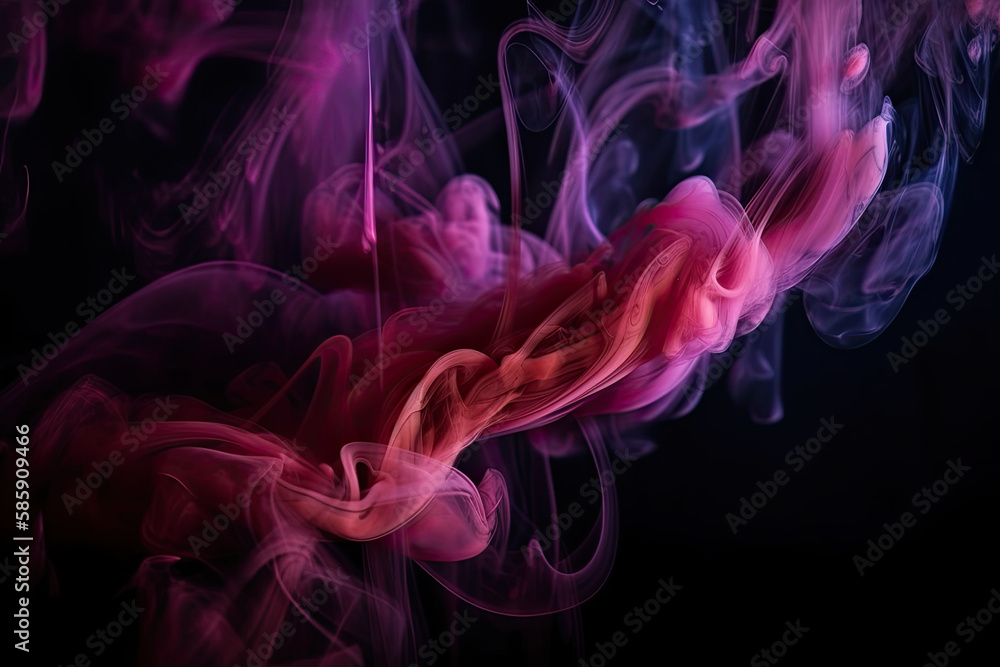 abstract neon pink smoke cloud texture, dark black background (created ...
