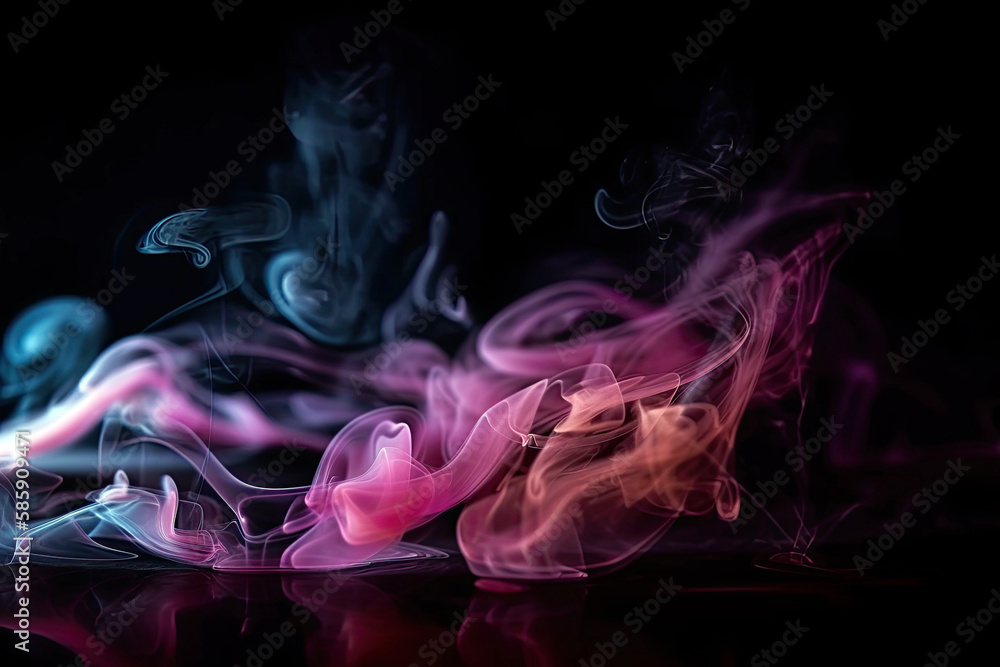 abstract neon pink smoke cloud texture, dark black background (created ...