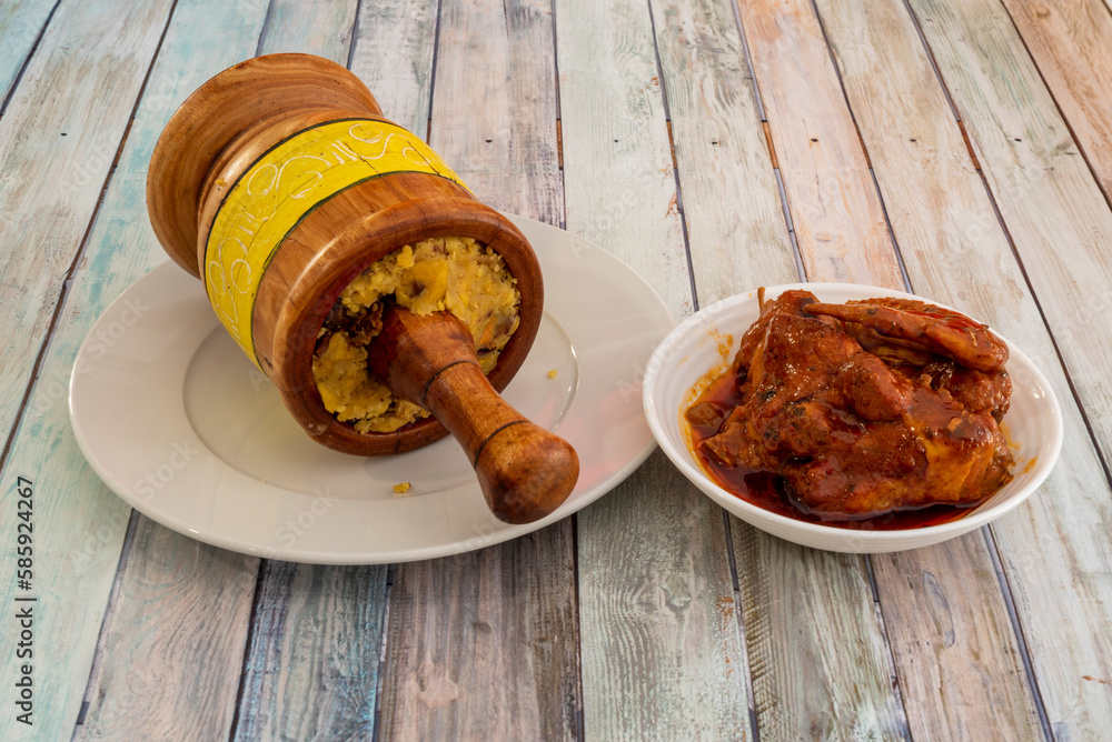 Mofongo is a Puerto Rican dish with plantains as the main ingredient ...