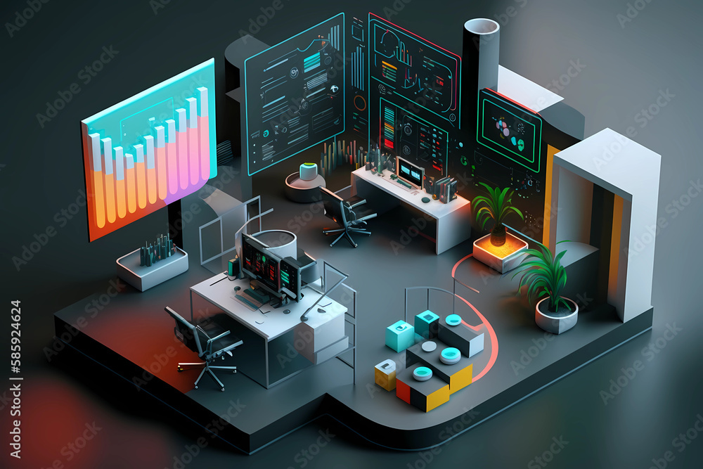 Intuitive Workflow: Futuristic Charts and Diagrams in High-Tech ...