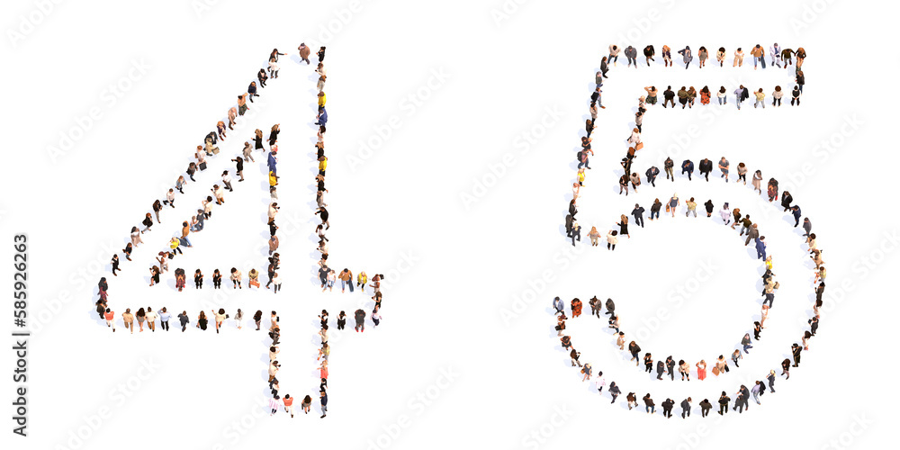 Concept or conceptual large community of people forming the fonts 4 and ...