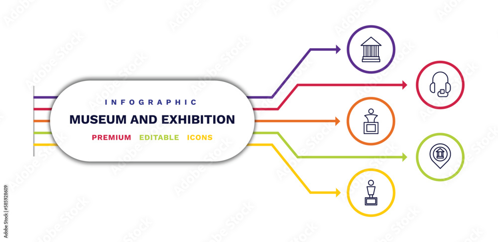 set of museum and exhibition thin line icons. museum and exhibition ...