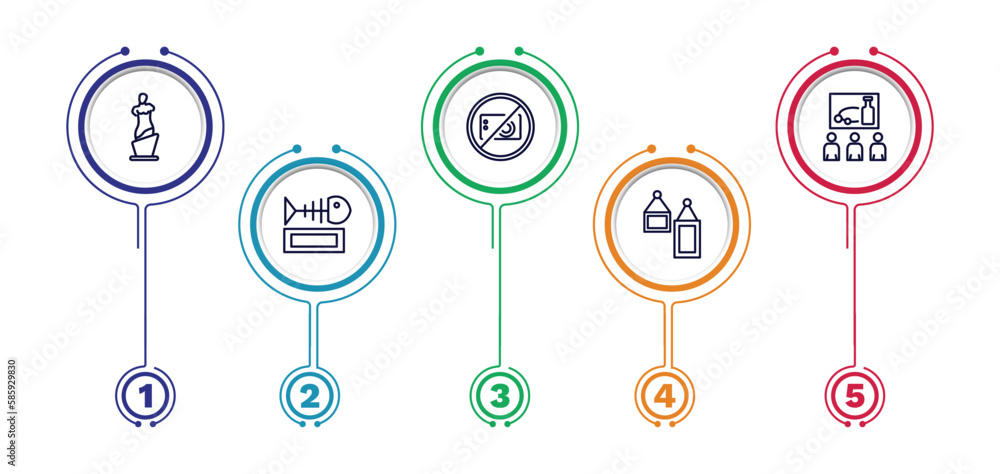 set of museum and exhibition thin line icons. museum and exhibition ...