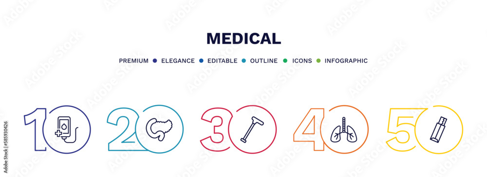 set of medical thin line icons. medical outline icons with infographic ...