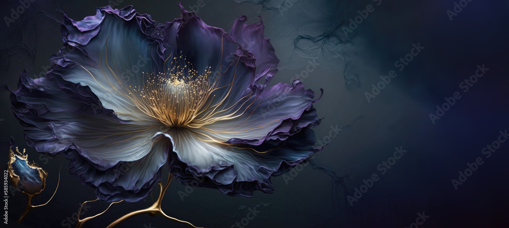 a wallpaper botanical flowers with one big flower for whole artwork ...