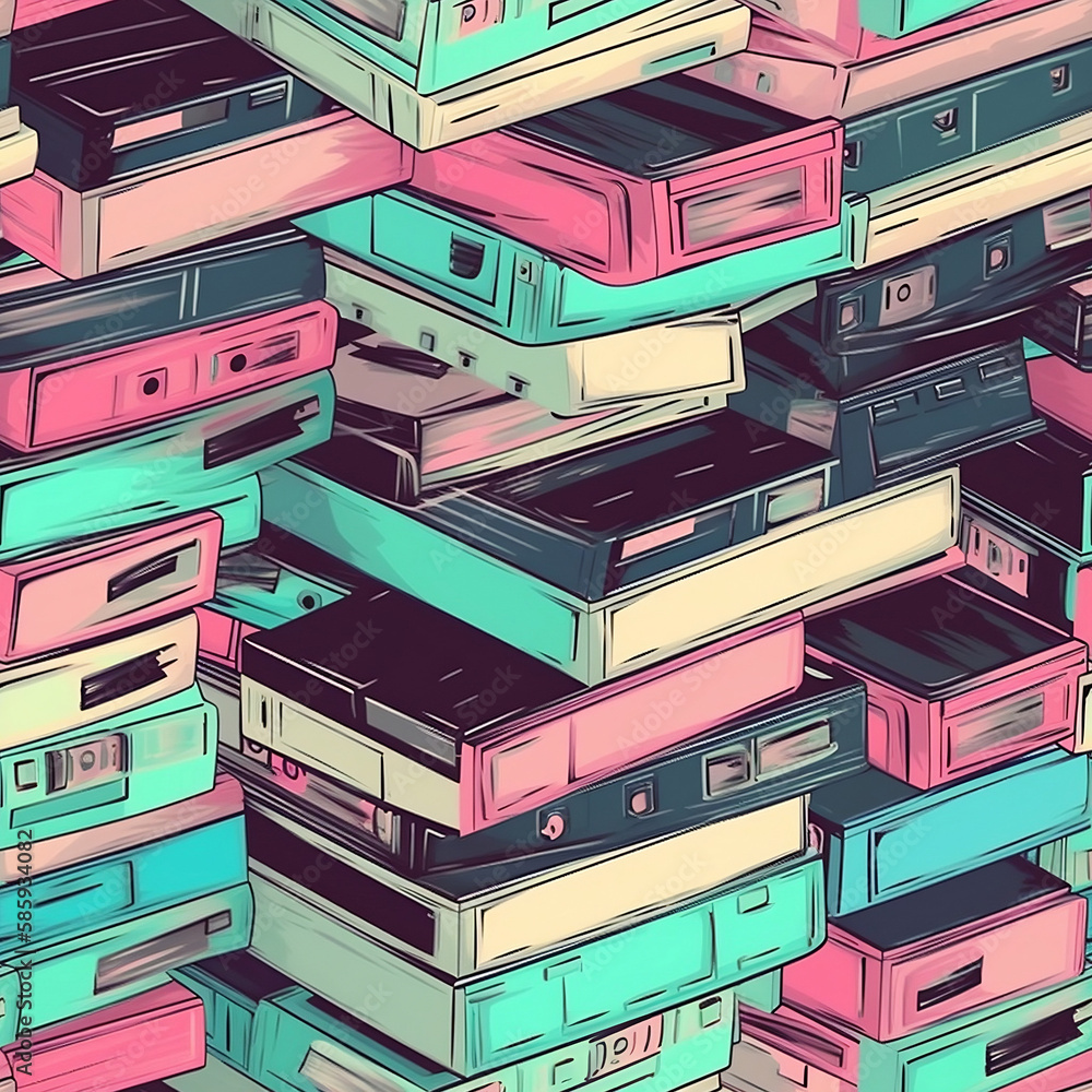 seamless pattern of vhs stack Stock Illustration | Adobe Stock