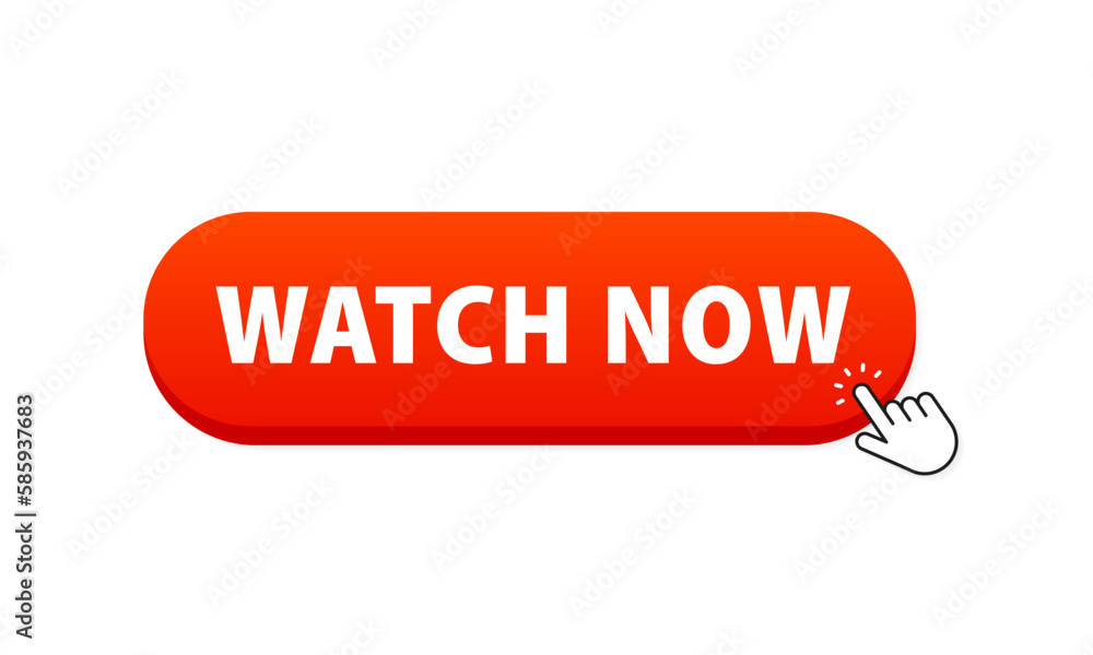 Watch now vector button in flat style. Play video icon isolated on ...
