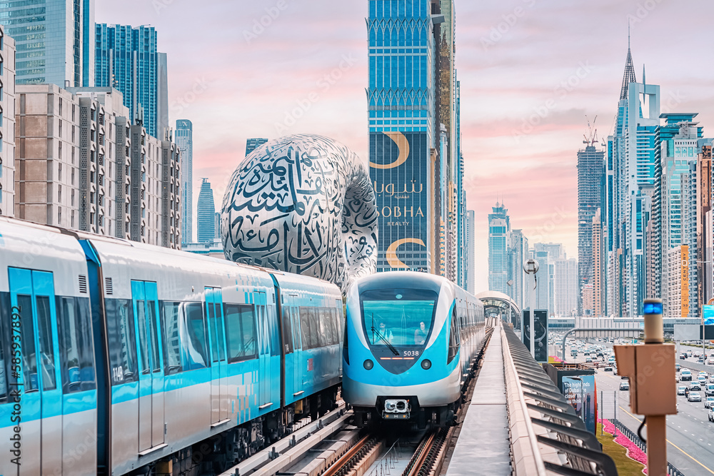 13 January 2023, UAE, Dubai: metro train system is renowned for its ...