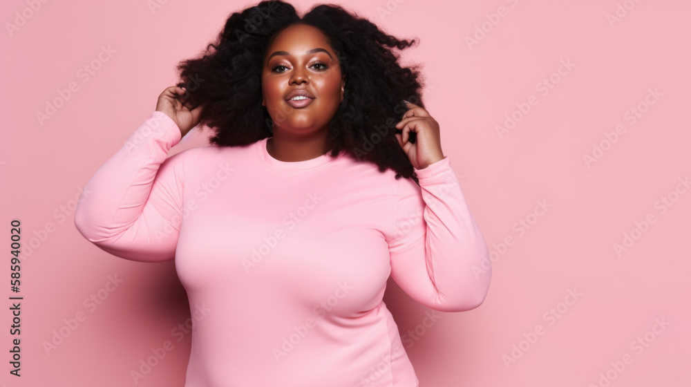 Beautiful Confident Empowered Black Woman Plus Sized Fitness Model