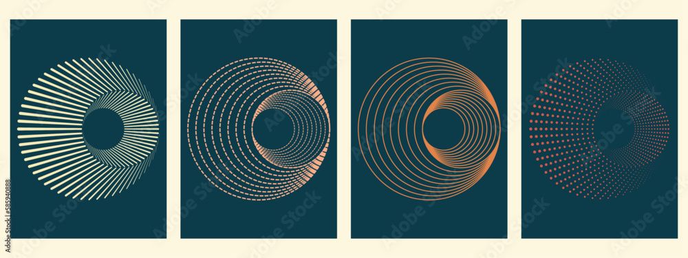 Vector set of 3D optical circles in Y2K style with retro trendy colors ...