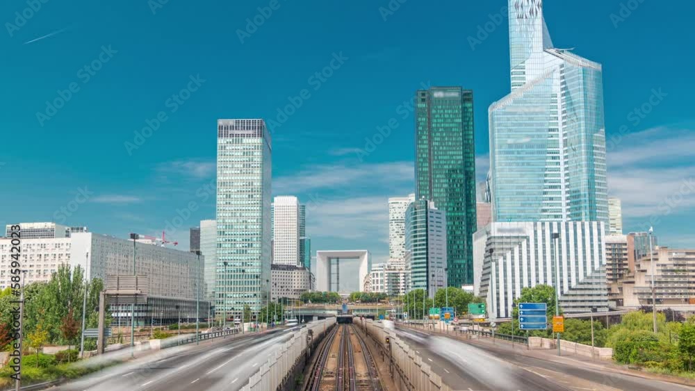 Office buildings in modern part of Paris - La Defense panoramic ...