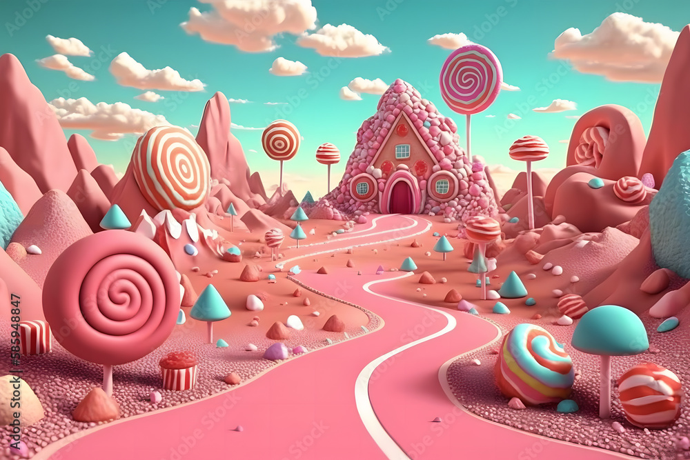 Fantasy sweet candy land. Neural network AI generated art Stock ...