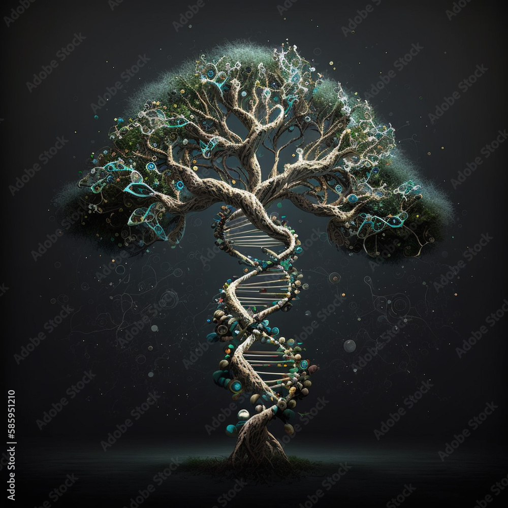 Dna tree, brain with dna strand. brain and dna, brain with dna, Dna ...