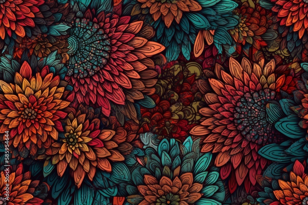 Everlasting Zinnias: Seamless Tiling Background of Enchanting Floral ...